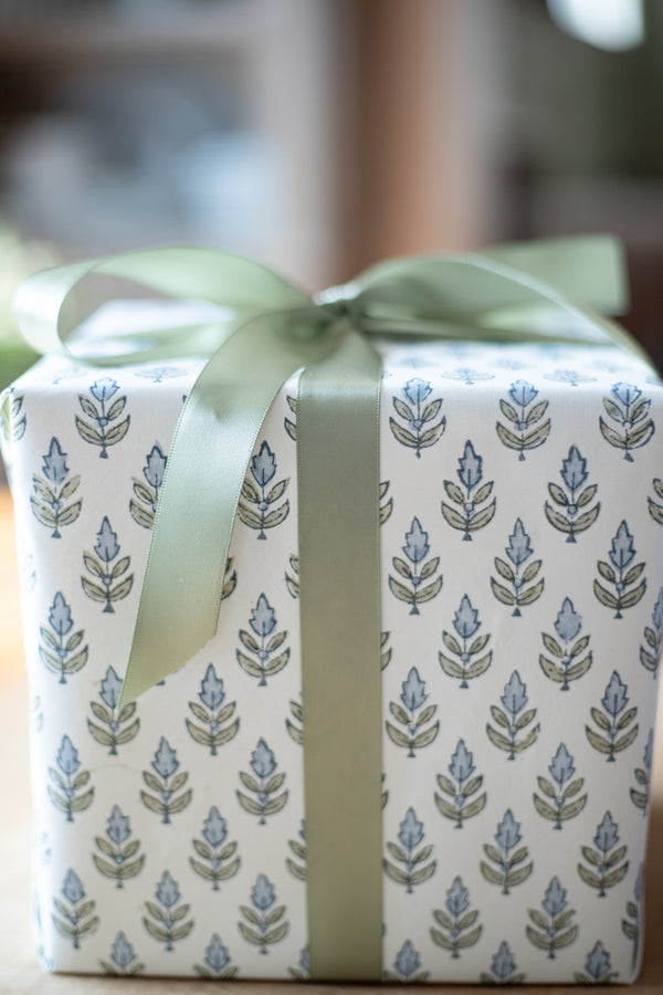 Hand Block Printed Gift Wrap Sheets - Sugar Hill - Wonderful Life Farm